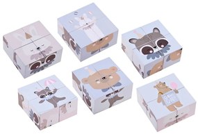 Dřevěné kostky puzzle obrázky zvířat ZA4114