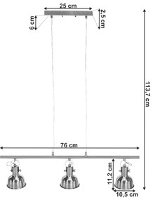 Kondela Visící lampa v retro stylu, kov, matný nikl, AVIER TYP 4