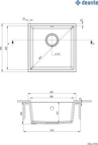 Deante Granite sink, 1-bowl, undermount