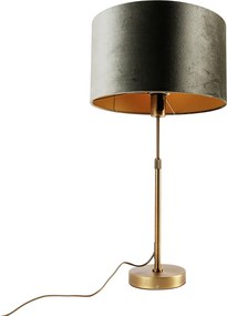 Stolní lampa bronzová se sametovým stínidlem zelená 35cm - Parte