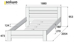 Masivní postel DARA - Solwo Design Dřevo a odstín oleje: DUB Cink - Olej odstín DO202, Rozměr spací plochy: 180x200