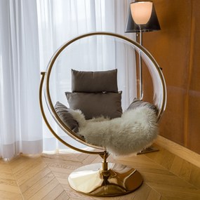 Závěsné křeslo se stojanem, transparentní/zlatá/šedá, BUBBLE NEW TYP 2