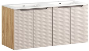 Comad Koupelnová skříňka s keramickým dvojumyvadlem Luxor Beige 120 cm - béžová