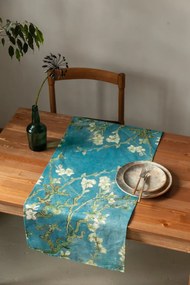 Lenbutik Lněný běhoun na stůl Vincent Van Gogh Mandlový květ / Almond Blossom Rozměry ubrusů: 142x50 cm