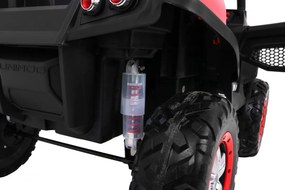 Ramiz Mercedes Benz Unimog elektrické autíčko pro děti červené + pohon 4x4 + dálkové ovládání + nosič zavazadel + pomalý start + MP3 + LED