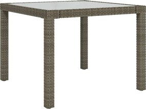 Zahradní stůl 90 x 90 x 75 cm tvrzené sklo a polyratan šedý 316700