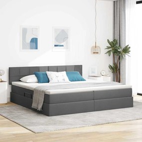 Postel s úložným prostorem a matrací Tmavě šedá 200 x 200 cm 3370531