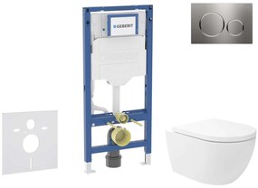 Geberit Duofix - Set předstěnové instalace, klozetu Oudee Vortex a sedátka softclose, tlačítko Sigma20, nerez SANI11CA6107B