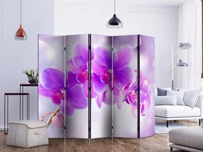 Pokojová zástěna Fialové orchideje II (5-dílný) - pohádková iluze s orchidejí