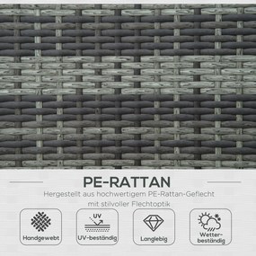 Outsunny polyratanové lehátko zahradní lehátko pro 2 osoby relaxační lehátko 5-stupňové opěradlo kov & PE ratan 196x120x28cm pro zahradu a terasu | A…