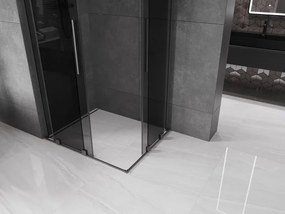 Mexen Velar L Duo, sprchový kout s posuvnými dveřmi 90 x 80 cm, 8mm šedé sklo, broušený grafit, 871-090-080-02-43-95