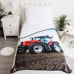 DĚTSKÁ FLEECOVÁ DEKA TRACTOR 120X150 CM VZOROVANÁ