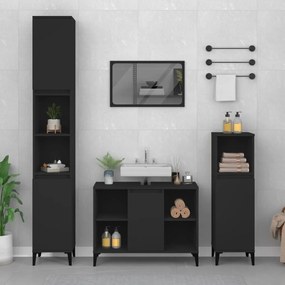 3dílný set koupelnového nábytku černý kompozitní dřevo,  3185622