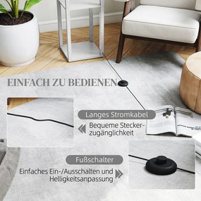 HOMCOM LED stojací lampa s policemi, moderní stmívatelná stojací lampa se 3 úrovněmi jasu a nožním spínačem, bílá