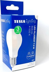 TESLA LED žárovka Filament Bulb Milky A60, E27, 7,2W, 230V, 806lm, 4000K, 360°