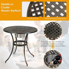 Costway Venkovní bistro set ze 3 dílů litého hliníku, starožitný bronz