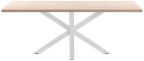 OnaDnes -20% Dubový jídelní stůl Kave Home Argo 200 x 100 cm s bílou kovovou podnoží