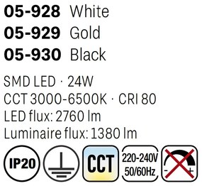 Černé stropní světlo Redo KNOB 05-930 / CCT LED 24W/ průměr 30 cm