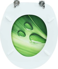 WC sedátko s víkem MDF zelené motiv vodních kapek 146908