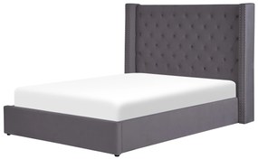 Sametová postel s úložným prostorem 140 x 200 cm šedá LUBBON Beliani