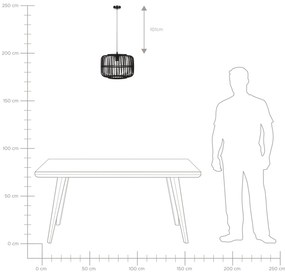 Bambusová závěsná lampa černá MACHEKE Beliani