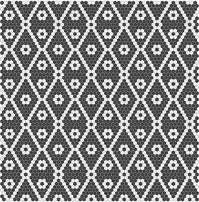 Hisbalit Skleněná mozaika bílá; černá; černo-bílá Černobílá Mozaika BLUES 2,3x2,6 (33,3x33,3) cm - HEXBLS