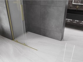 Mexen Velar L, posuvná sprchová zástěna Walk-in 100 x 200 cm, 8mm sklo námraza, zlatá matná, 871-100-003-33-55