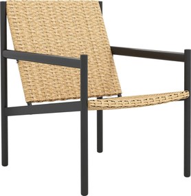 Outsunny Jednotlivá Ratanová Židle do Zahrady Odolná proti Počasí s Područkami a Nakloněným Opěradlem, Ocelový Rám, Nosnost 120 kg pro Terasu, Patio,