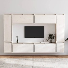 TV skříňky 8 ks bílé masivní borové dřevo 3100195