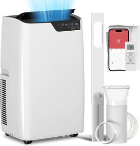 Přenosná klimatizace 12000 BTU, klimatizace s chlazením, odvlhčováním, ventilátorem, režimem spánku, hlasovým ovládáním WiFi