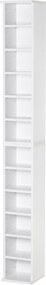 HOMCOM Stojany na CD nebo DVD s 12 přihrádkami pro 204 CD a nastavitelnými policemi do obývacího pokoje, ložnice či kanceláře 21x22,5x88,5 cm Bílá | A