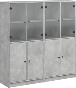 Knihovna s dvířky betonově šedá 136x37x142 cm kompozitní dřevo 3206527