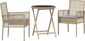 Zahradní bistro set 3 ks Béžová polyratan 3334965