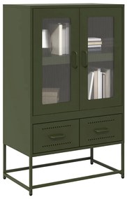 Skříň highboard olivově zelená 68 x 39 x 111,5 cm ocel
