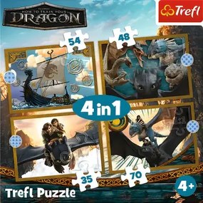 TREFL Puzzle Jak vycvičit draka: Dračí dny 4v1 / 35, 48, 54, 70 dílků