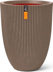 Capi Nature Groove NL Vase Elegant Low Warm Taupe Ø 34 cm / V 46 cm