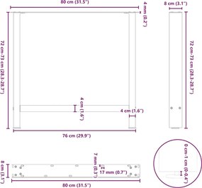 vidaXL Nohy k jídelnímu stolu z oceli 2 ks 80 x (72-73) cm ocel [4013312] Barva: Černá