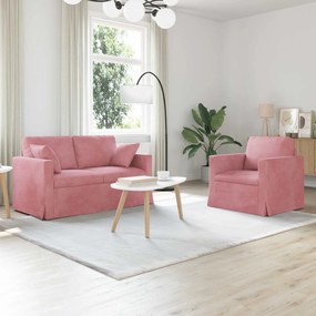 Set pohovek 2 ks Růžová samet 3407511