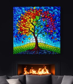 Obraz na plátně - Strom života Skleněná mozaika FeelHappy.cz Velikost obrazu: 140 x 140 cm