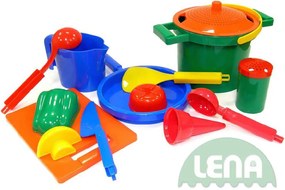 LENA Set kuchyňský plastový na vaření 14 dílů na písek ln05410