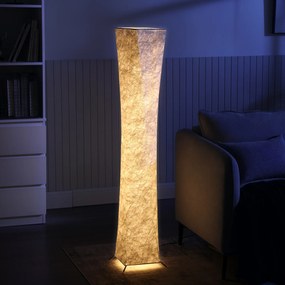 HOMCOM Stojací lampa s papírovým stínidlem, nožní spínač, 3 úrovně jasu, bílá