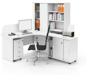 Sestava kancelářského nábytku MIRELLI A+, typ C, pravá, bílá