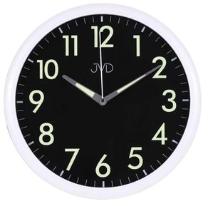 JVD Bílé netikající tiché hodiny s luminiscenčními prvky JVD HP301.1