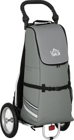 HOMCOM 2v1 Nákupní vozík a přívěs pro kolo s upevňovacími svorkami, max. nosnost 24,3 kg, objem 55 L, hliník + Oxford, šedá + stříbrná, rozměry 53 x 4