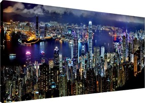 Led Obraz 100x60 Město V Noci Hongkong Pilot