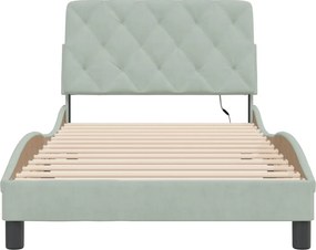 Rám postele s LED bez matrace světle šedý 100 x 200 cm samet 3213837
