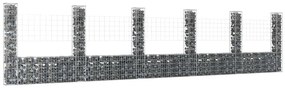 Gabionový koš ve tvaru U se 6 sloupky železo 620 x 20 x 150 cm 151286