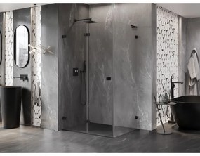 Mexen Lunar-F L, skládací sprchový kout levý 100 x 80 cm, 8mm čiré sklo, černý profil, 836L-100-080-70-00-L
