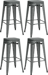 Kovová barová židle Fletcher (SET 4 ks) - Šedá