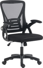 HOMCOM Ergonomická kancelářská židle, výškově nastavitelná židle s výklopnými područkami, bederní opěrka, černá